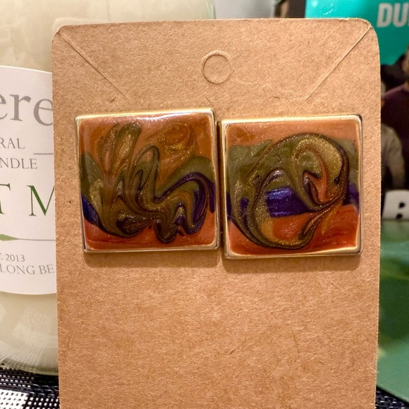 Etsy | Jewelry | Etsy Swirl Abstract Watercolor Square Stud Earrings ...